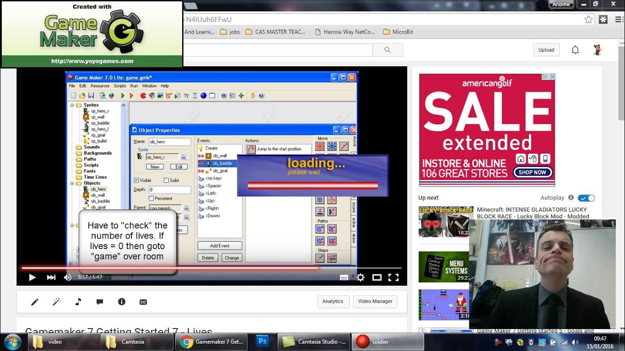 Gamemaker 7 Getting Started 8 - Display Score and Lives - YouTube