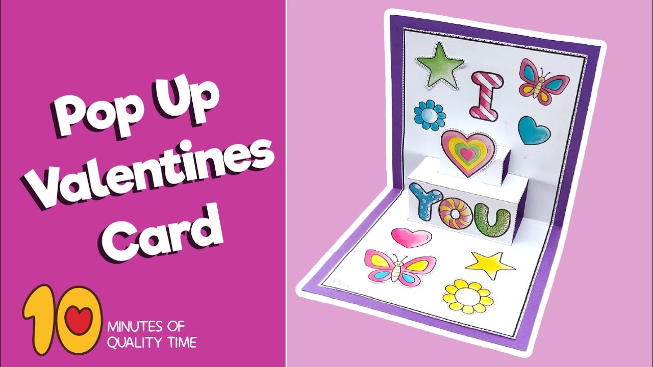 Valentines Day Pop Up Card Template - YouTube