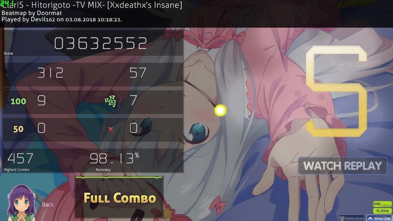osu! ClariS - Hitorigoto -TV MIX- [Xxdeathx's Insane] 5* FC - YouTube