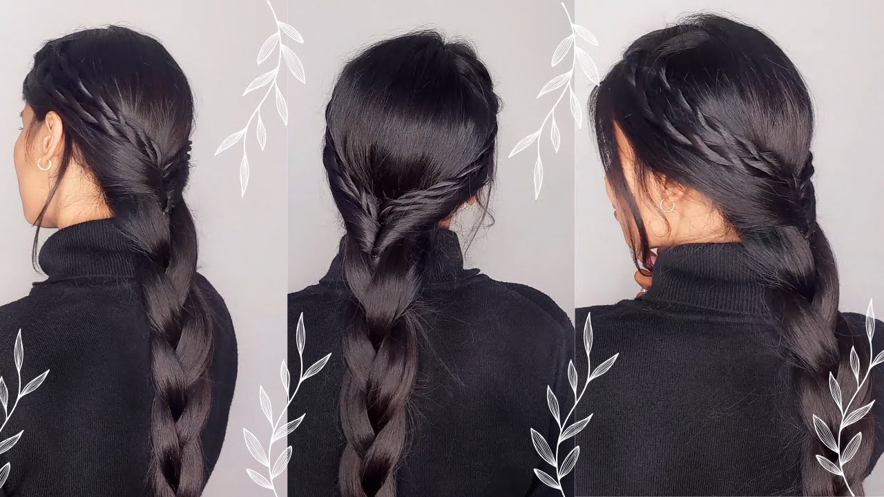 Easy front braid hairstyle in 2min🥰😍 #hairstyle #longhair - YouTube