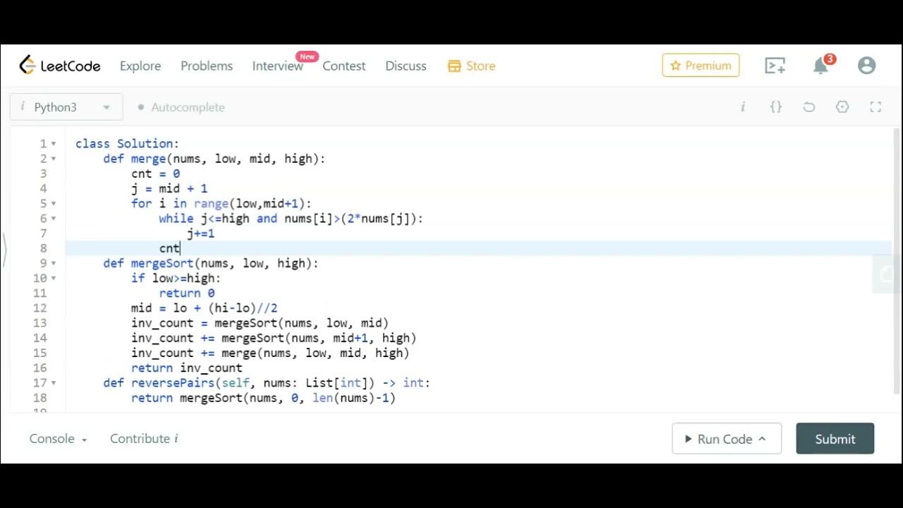 Reverse Pairs Leetcode Python Striver Sde Sheet Solution Code Youtube