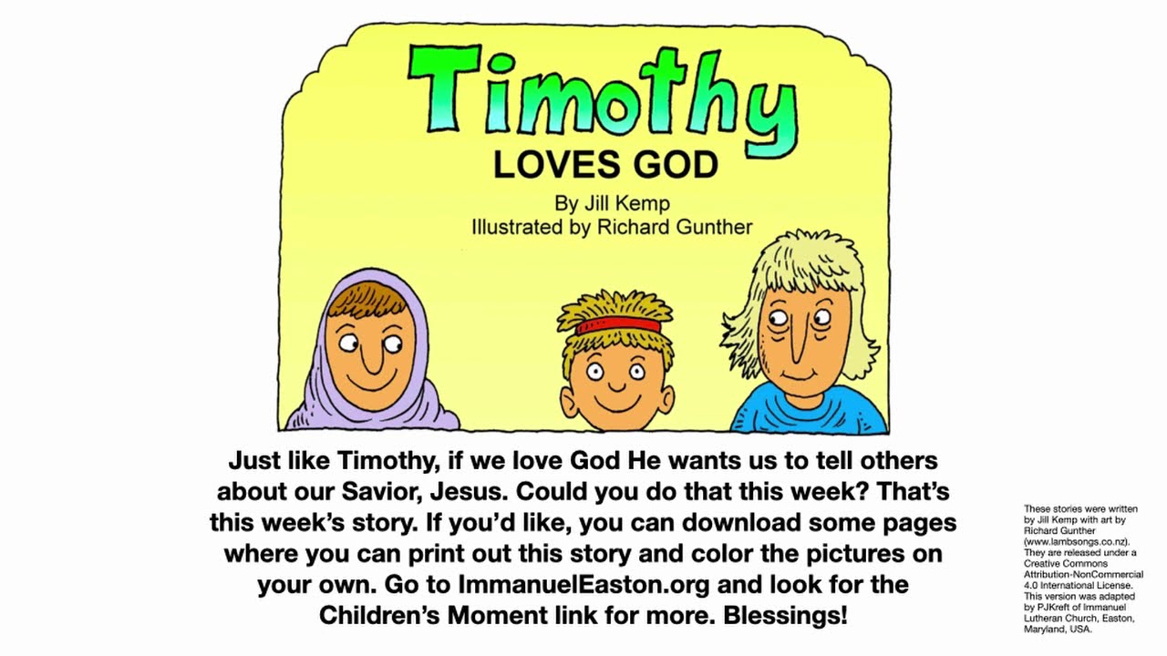 2020 11 01 Children's Moment -- Timothy loves God - YouTube