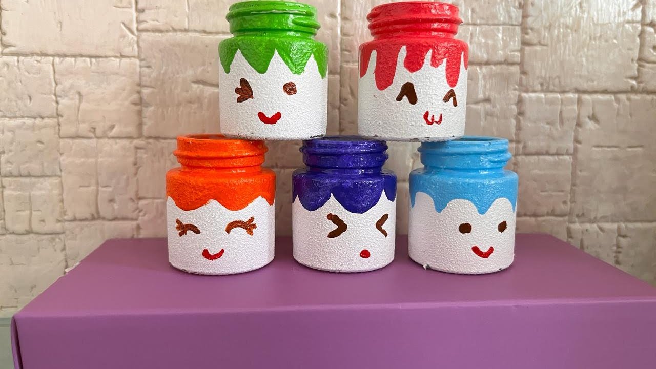 Bottle art | Bottle painting idea | waste glass bottle reuse idea ...