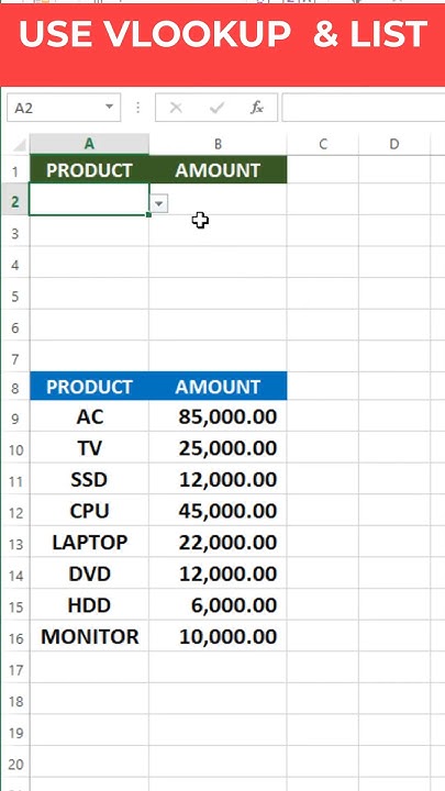 VLOOKUP FORMULA AND USE DATA VALIDATION LIST || #excelshort #excel #exceltips #youtubeshorts # ...