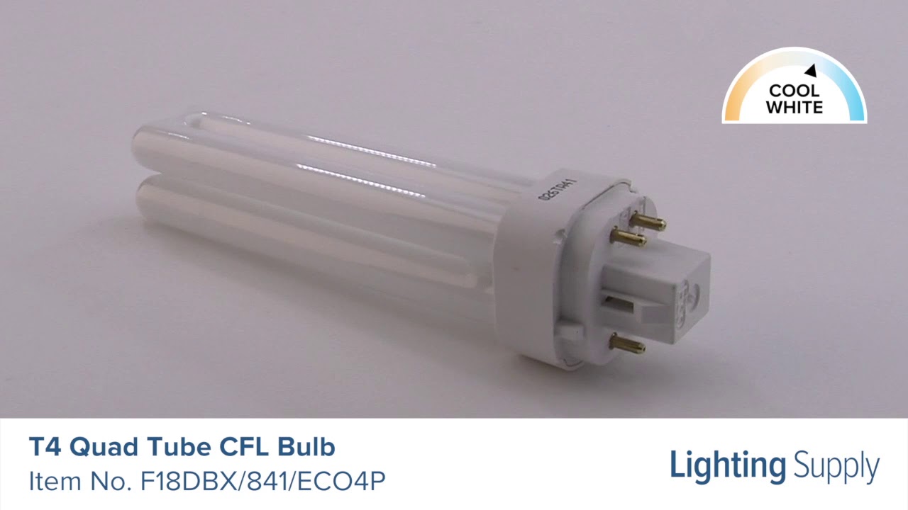 GE T4 Quad Tube CFL Bulb (F18DBX/841/ECO4P) - YouTube