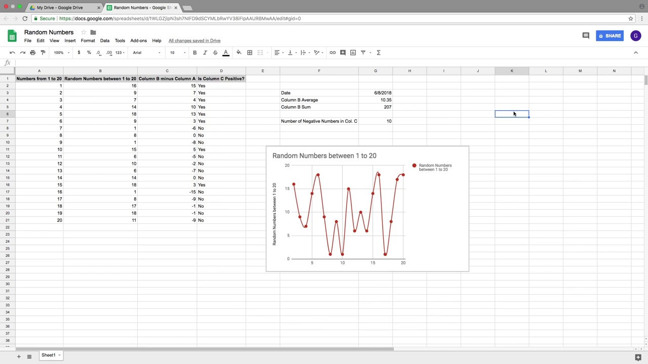Random number spreadsheet - YouTube