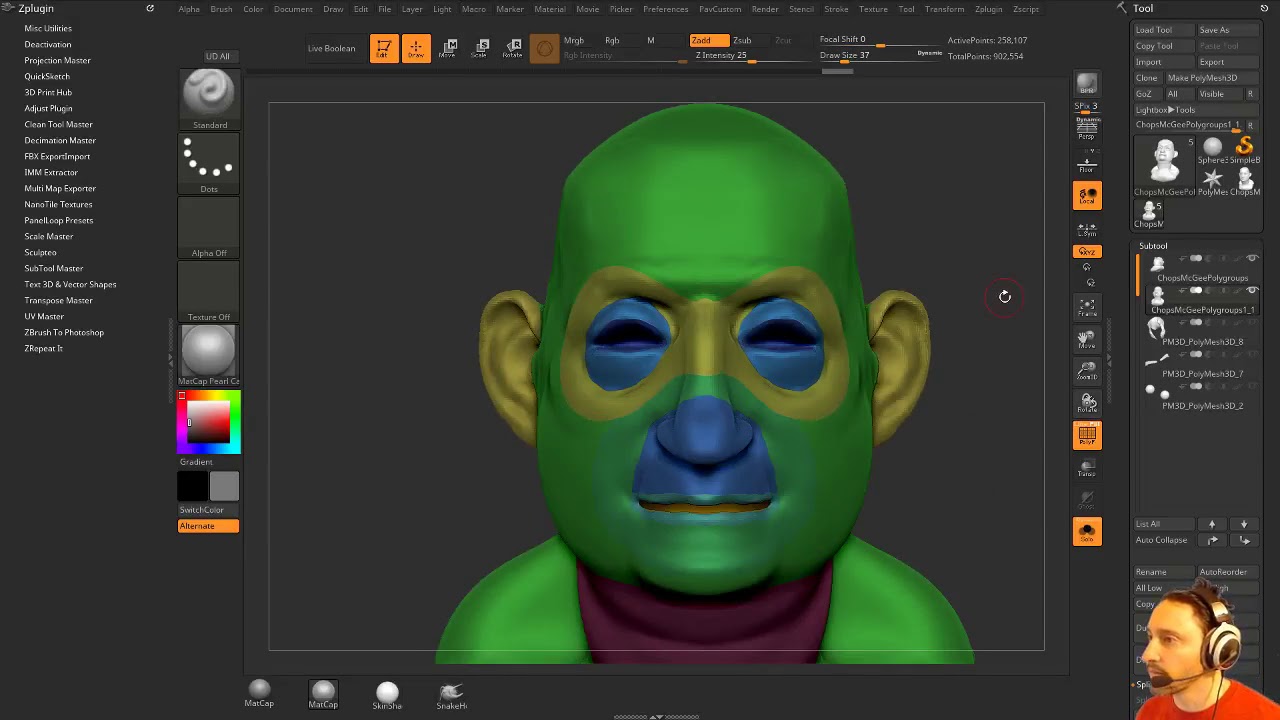 Pavwork 30 Polygroup Head ZRemesh and Cleanup - YouTube