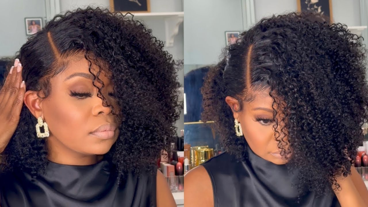 how to do a deep side part with a Curly Closure Wig Yolissa hair HD ...