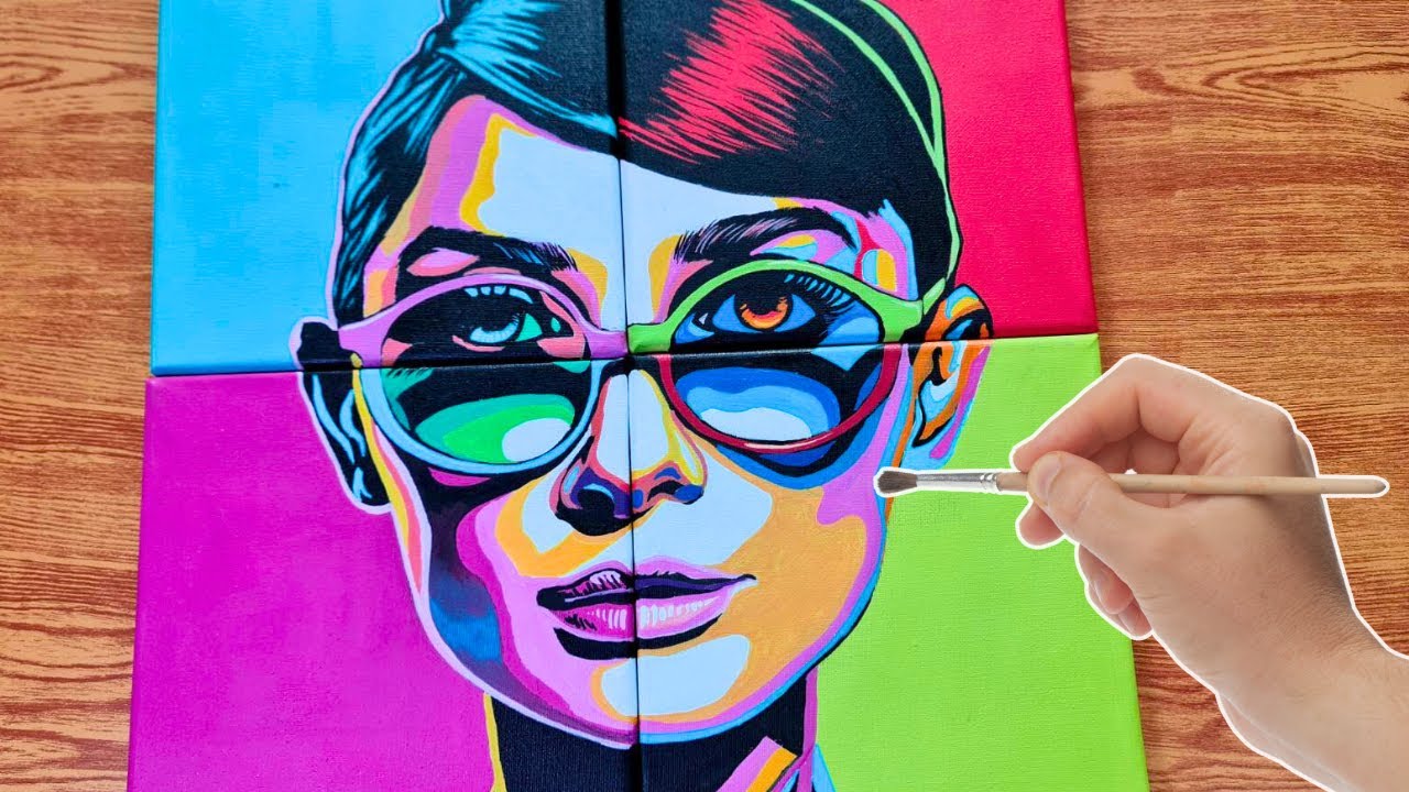 How to Draw a POP ART Painting Audrey Hepburn I Acrylic Painting for ...