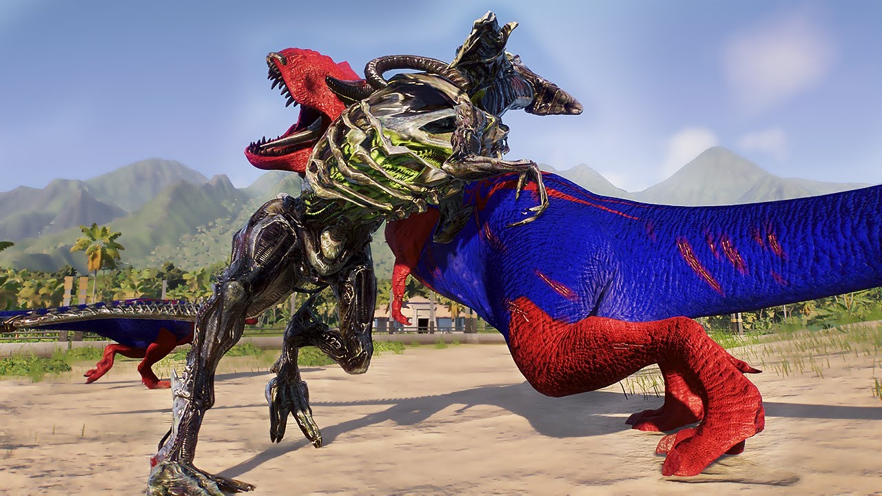 Epic Colorful Spiderman Trex vs Xenomorph Irex, Indoraptor ...