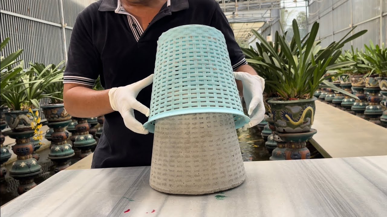 How to make beautiful flower pots from cement - YouTube