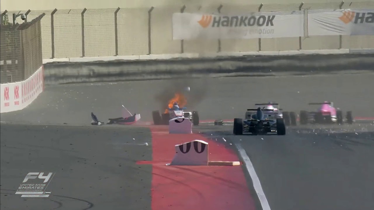 Formula 4 UAE Championship 2021. Race 1 Dubai Autodrome. Hard Crash ...