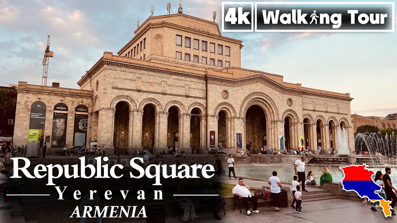 Republic Square of Yerevan, Armenia 🇦🇲 Walking Tour (4K UHD 60fps ...