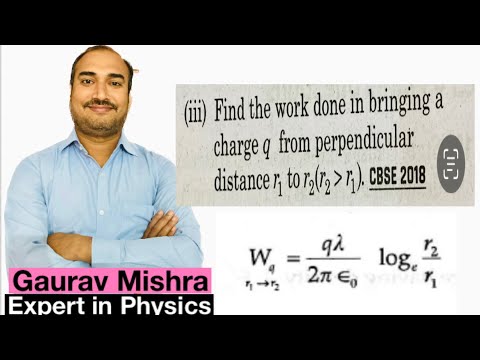 Find the work done in bringing a charge q from perpendicular distance ...