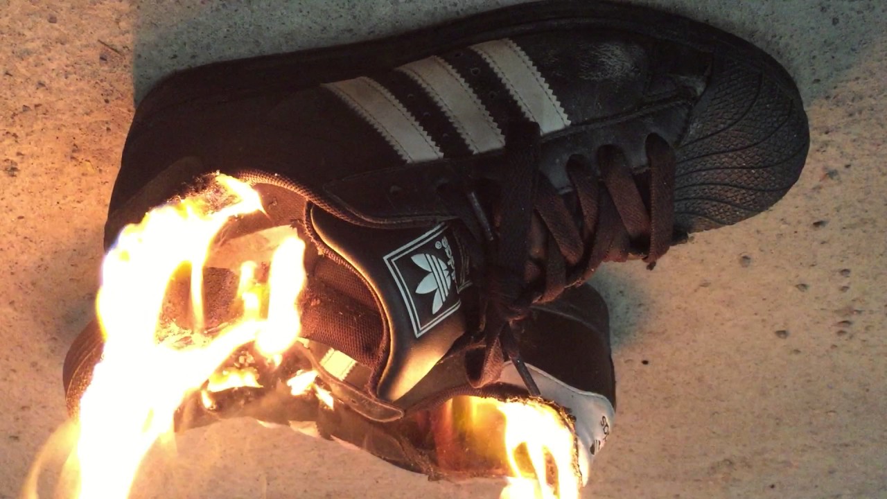 mes adidas superstar burning shoes - YouTube