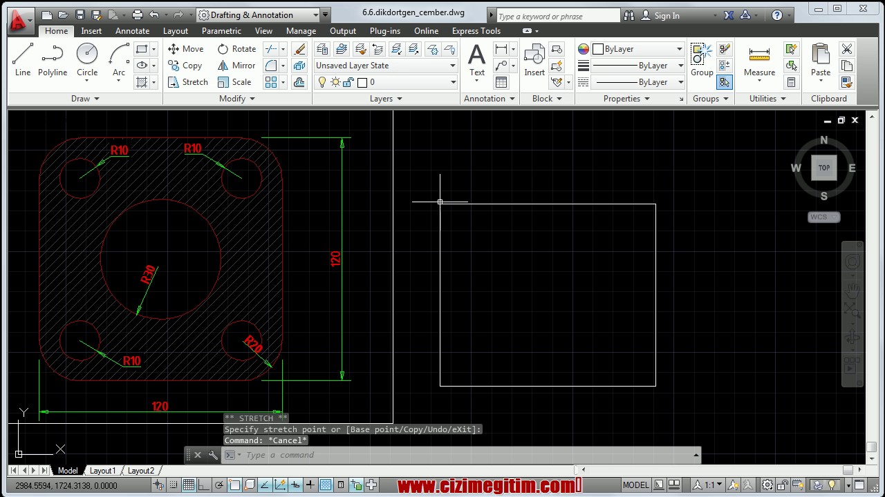 13.ders autocad rectangle komutu - YouTube