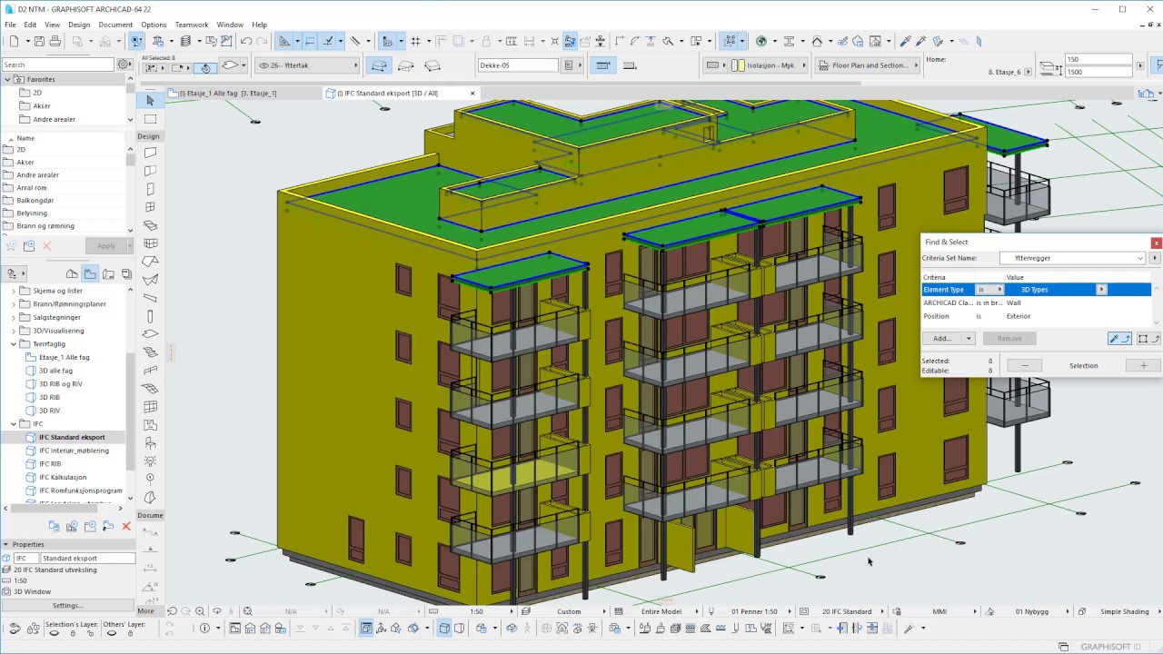 BIM med ARCHICAD: Opprette Graphic Overrides for kontroll av MMI - YouTube