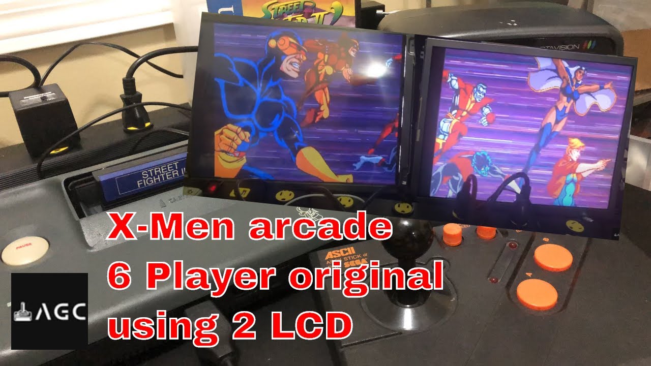 X-men 6 players Arcade PCB original using 2 LCD SCR - 1st tryout - YouTube