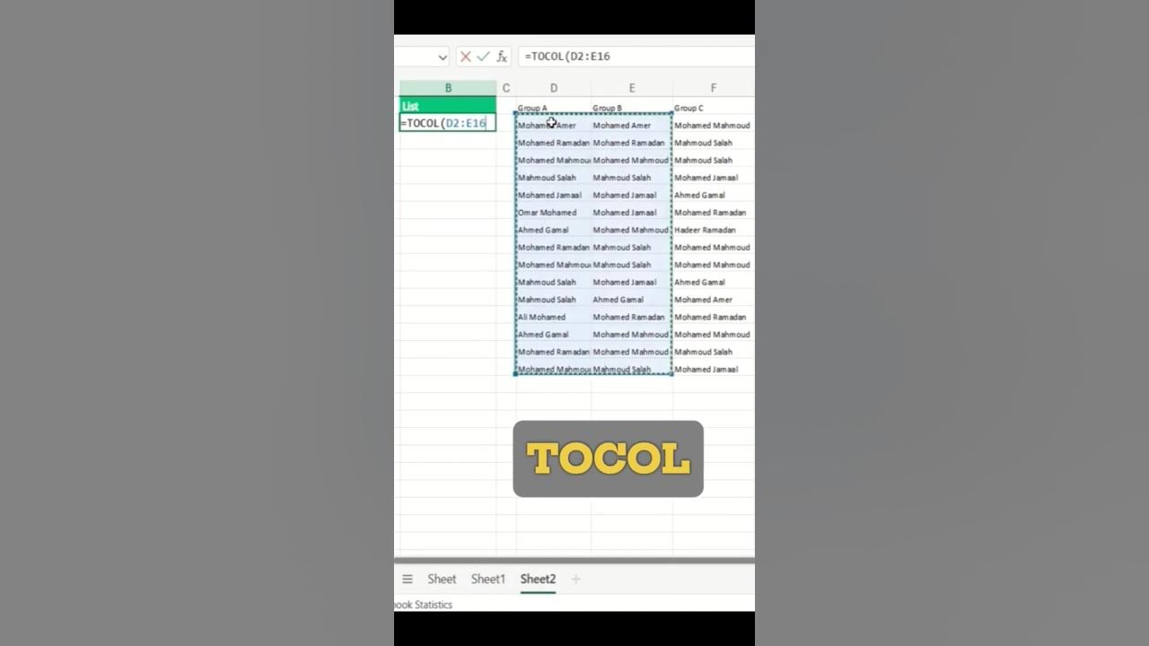 TOCOL Functio in Excel | Arrange data fast & smart #microsoftoffice #excel #shorts - YouTube