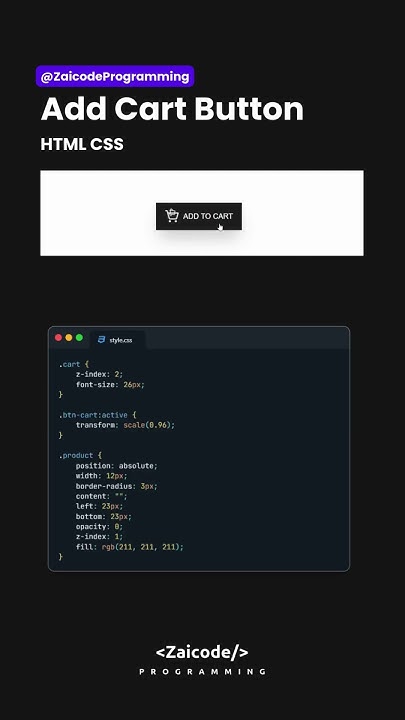 Add Cart Button Htmlcss Html Css Button Hover Zaicode Programming Coding Cart Shorts