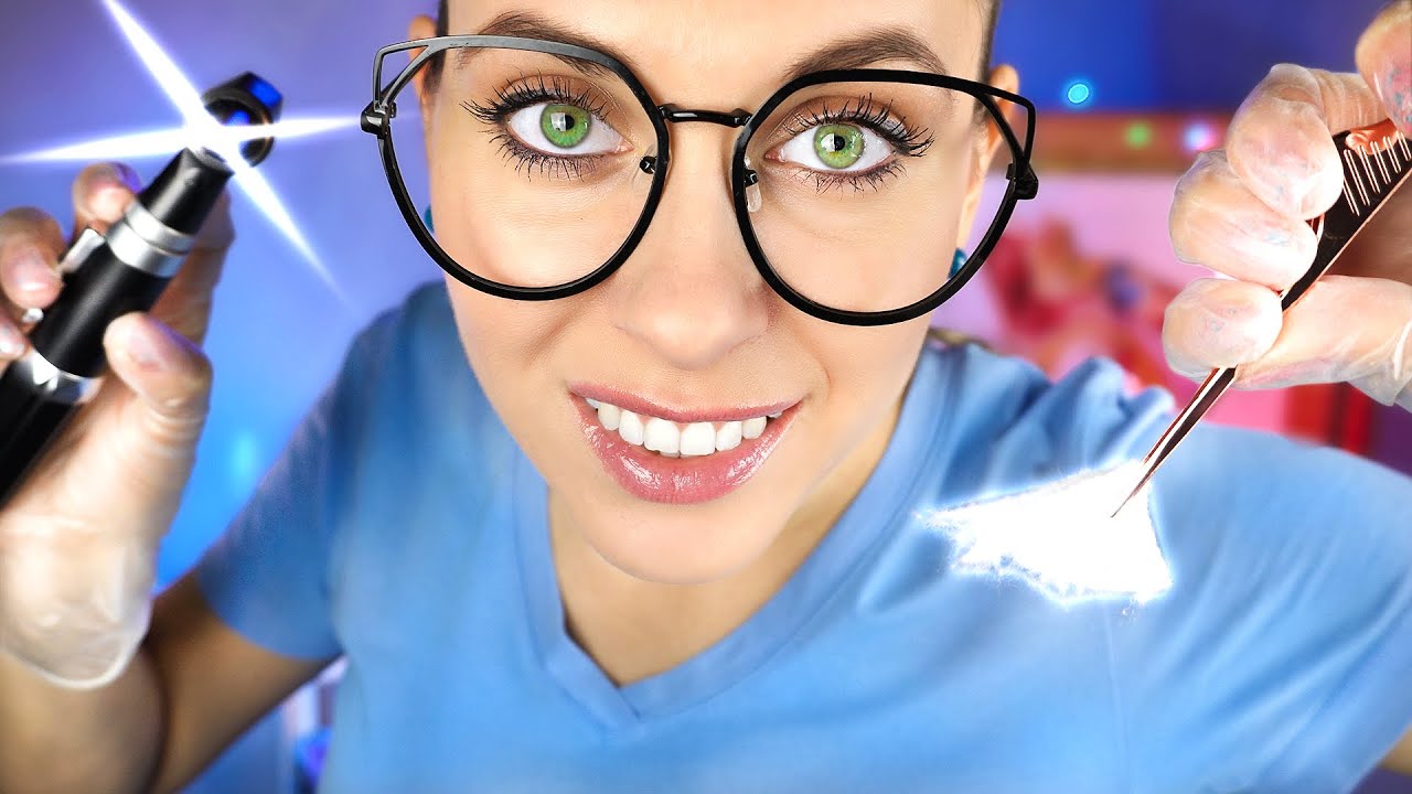 ASMR Earwax cleaning, YOU CAN CLOSE YOUR EYES, Ear Exam, Otoscope ...