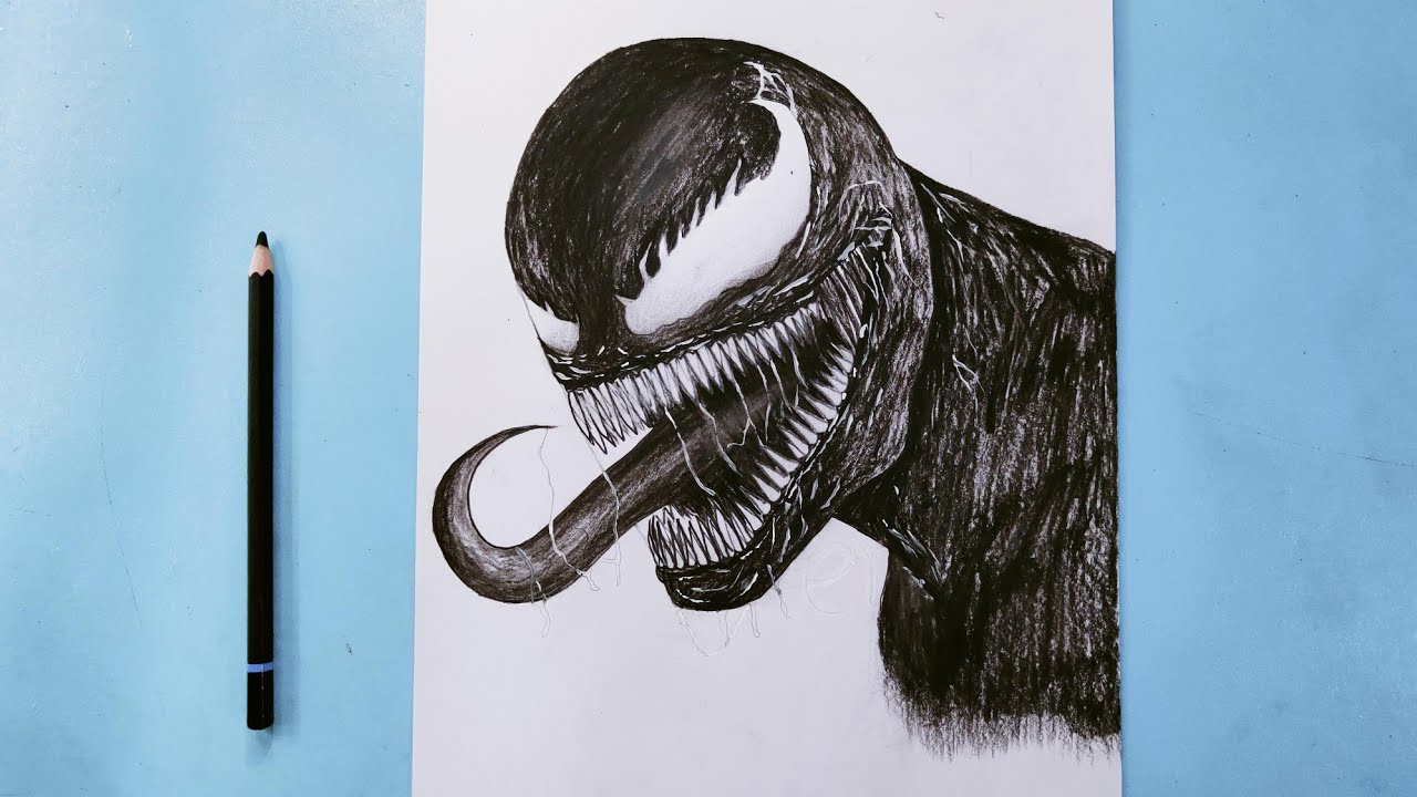 How to draw VENOM | Easy way to sketch VENOM | Tutorial - YouTube