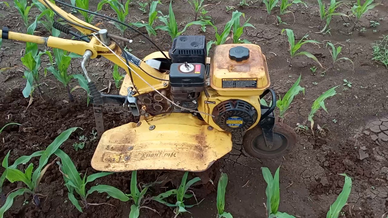 5.7 hp kisan Kraft power weeder intercultivation machine in corn farm ...