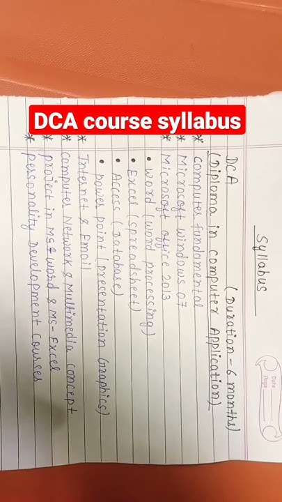 DCA course syllabus. please like, share and subscribe 👍 - YouTube