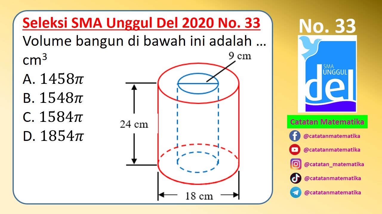 Pembahasan Soal SMA Del 2020 No. 33 - Soal Matematika Tes Masuk SMA ...