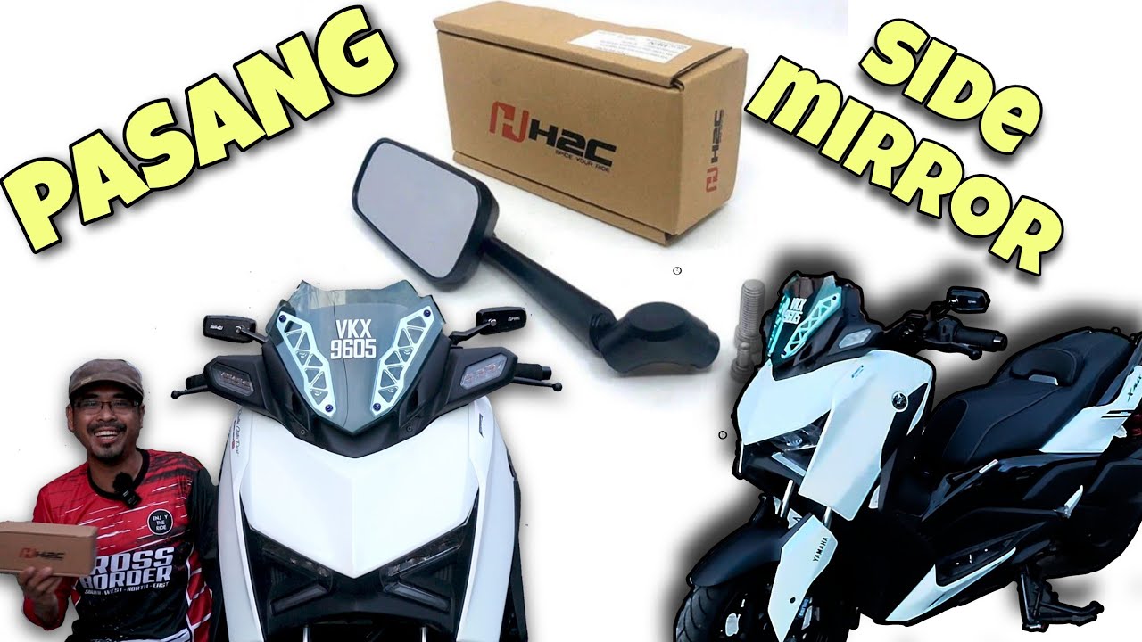 H2C side mirror XMAX v2 | paling terbaik dan terpaling lawa - YouTube