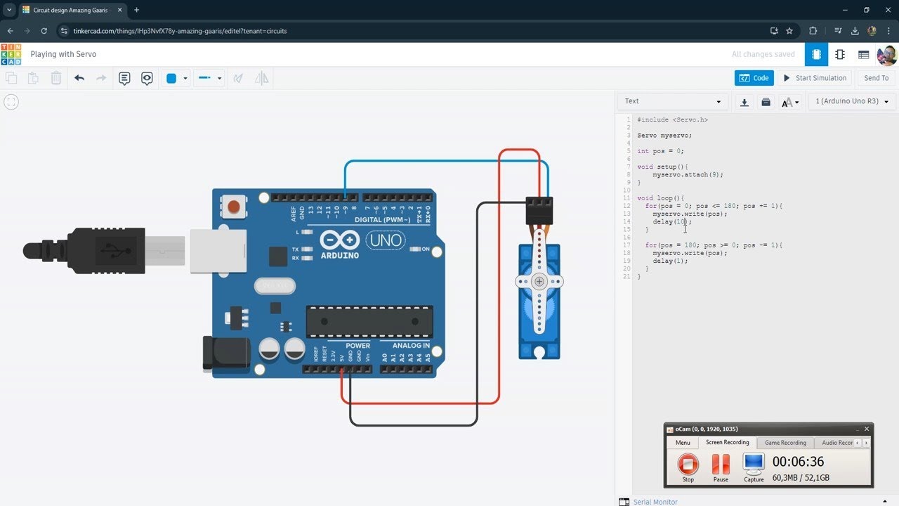 Cara menggunakan servo dan Arduino di simulator tinkercad | Belajar ...