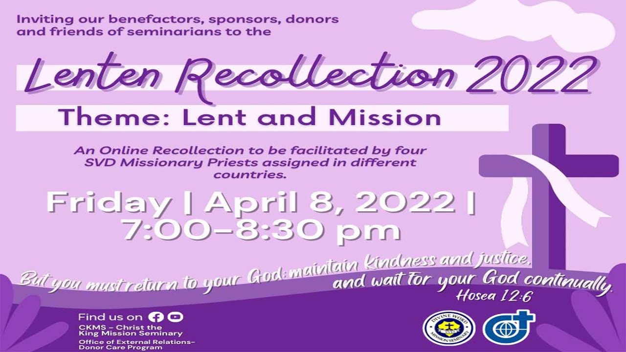 08 April 2022 | SVD LENTEN RECOLLECTION 2022 | Lent and Mission - YouTube