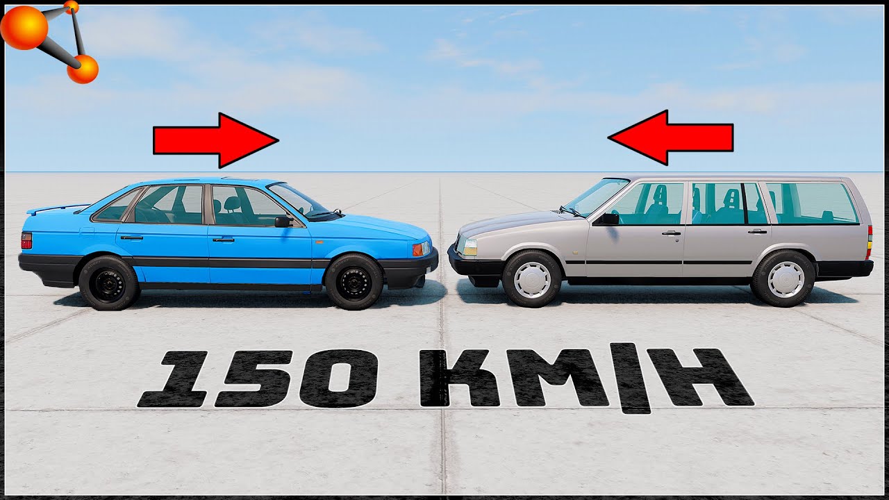 VW PASSAT B3 vs VOLVO 940! 150 Km/H CRASH TEST! - BeamNg Drive - YouTube