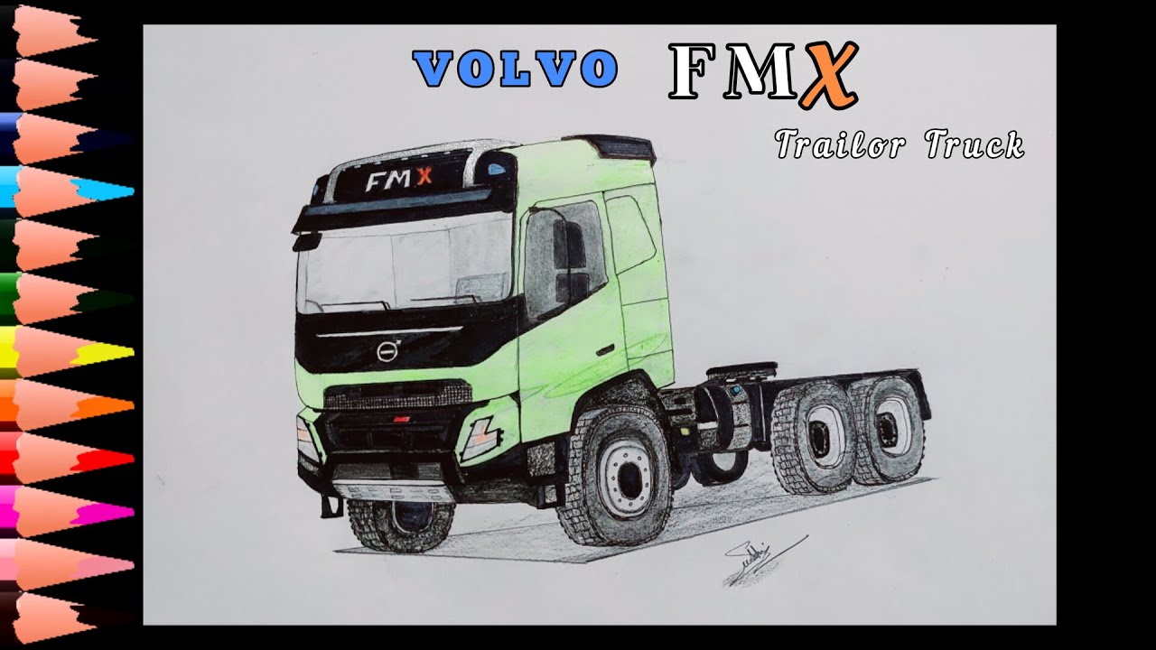 VOLVO FMX Trailer Truck Art | How To Draw Truck Easy || BD Art Valley ...