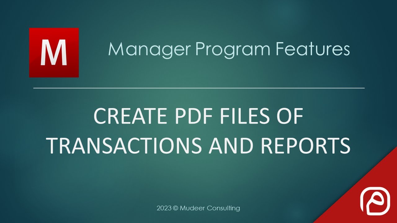 Manager.io Guides: 54 Create PDF files of transactions and reports - YouTube