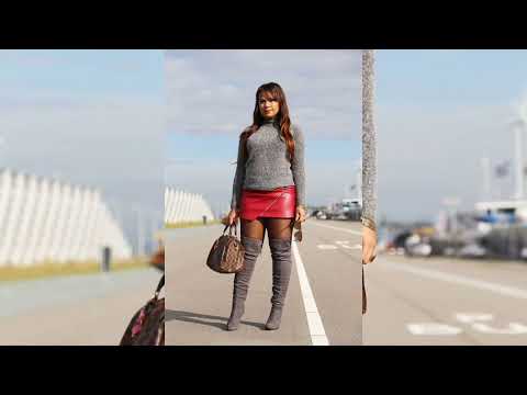 How to style Leather mini skirts with long leather high heel boots