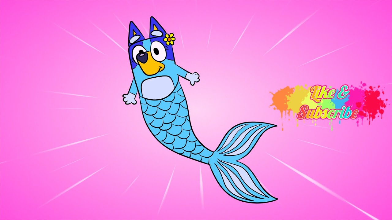 How to Color Bluey Mermaid coloring video @drawtube28 - YouTube