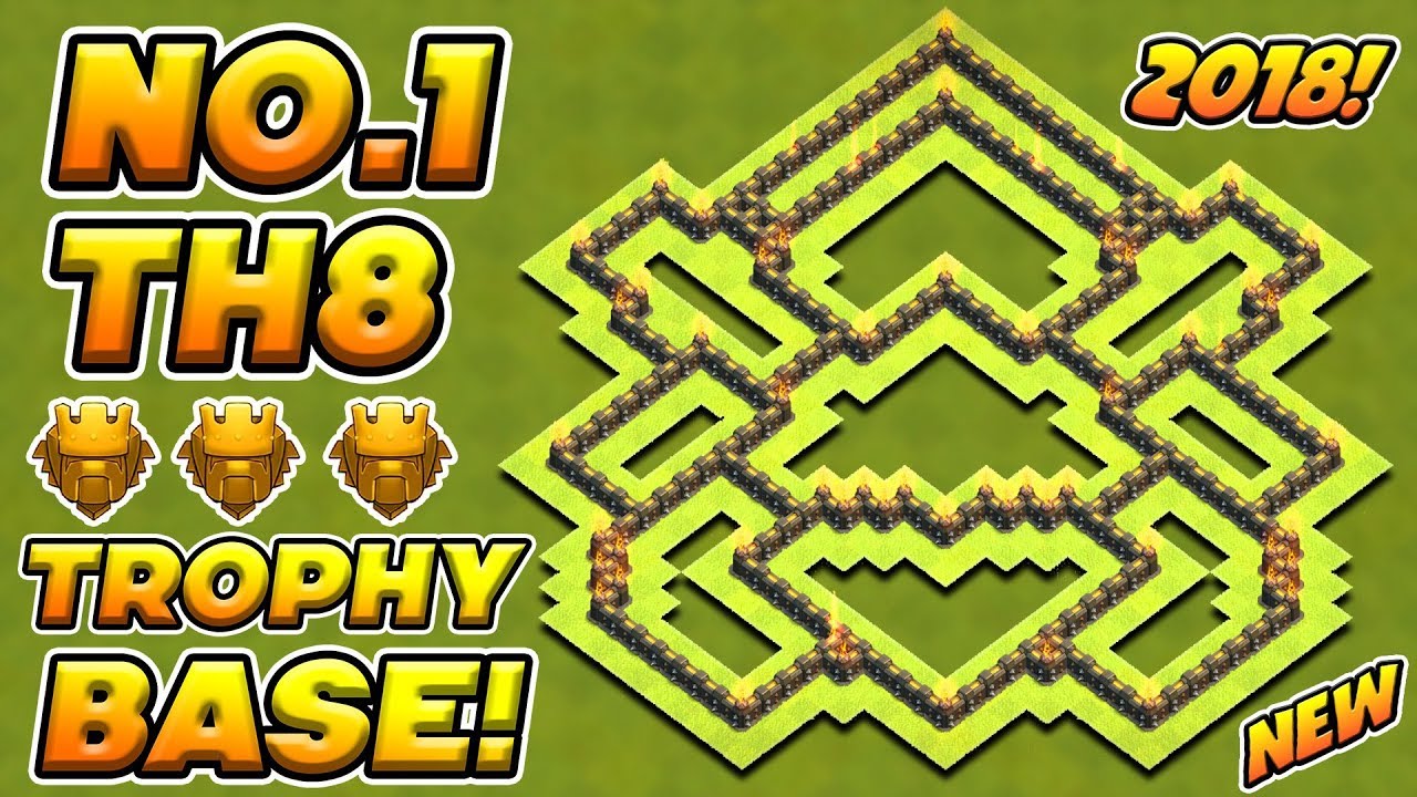 TH8 TROPHY BASE 2018! | BEST TOWN HALL 8 TROPHY BASE DESIGN 2018! - YouTube