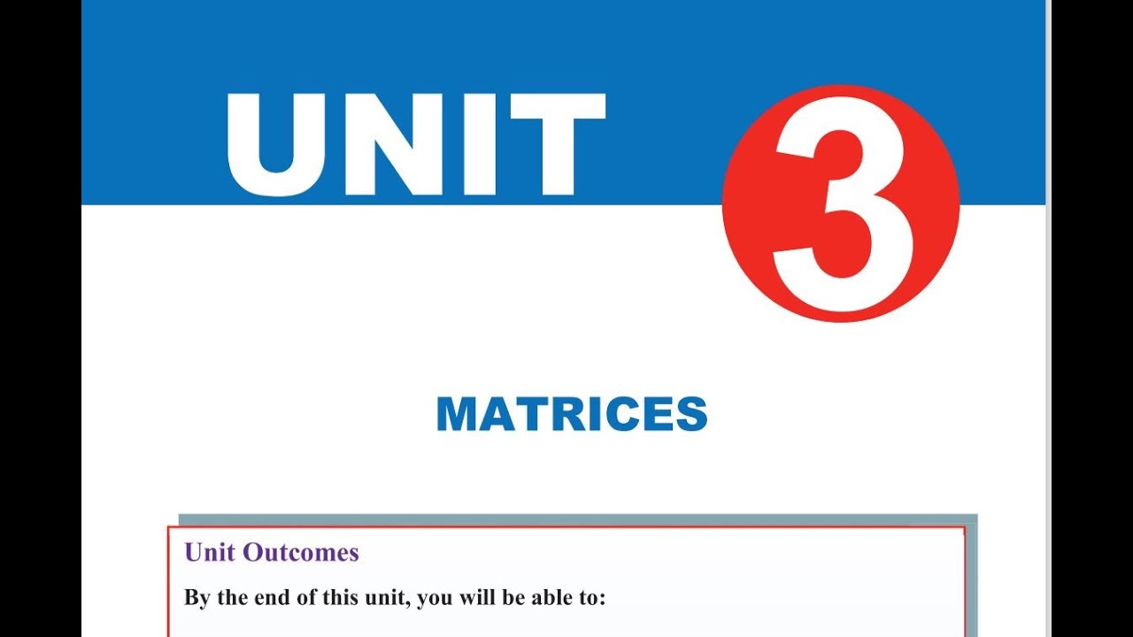 Mathes grade 11 unit 3 matrices New curriculum - YouTube