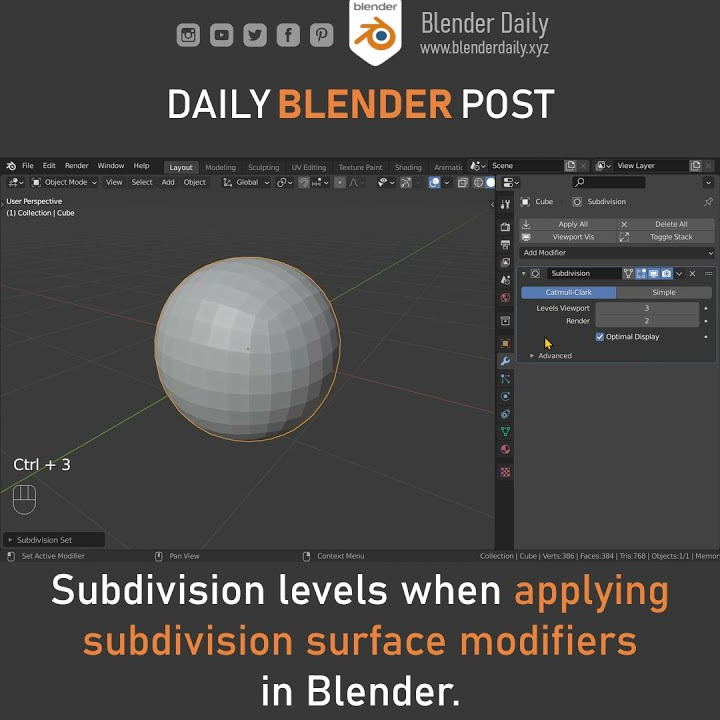 Applying Subdivision Surface Modifiers in Blender - YouTube