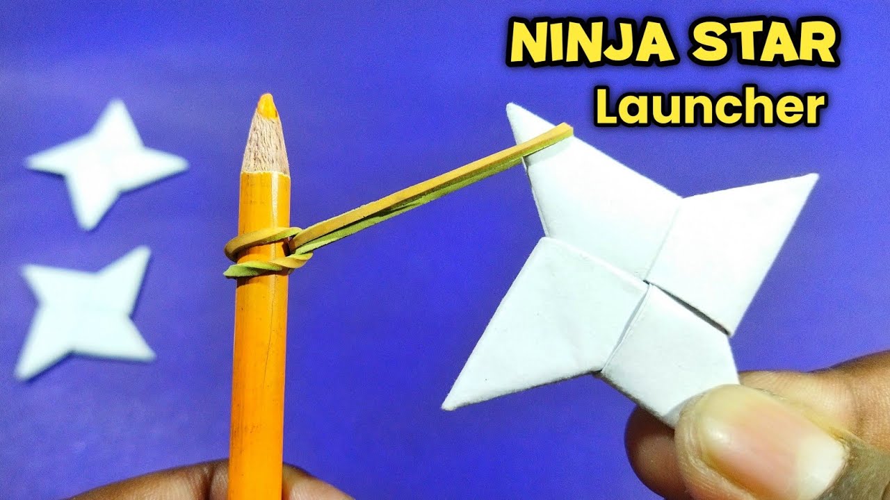 How to make a Paper Ninja Star Launcher | how to make ninja star ...