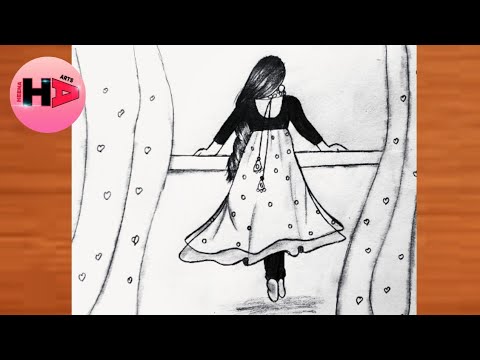 How to draw a Girl standing on Balcony -Pencil sketch || Drawing easy ...