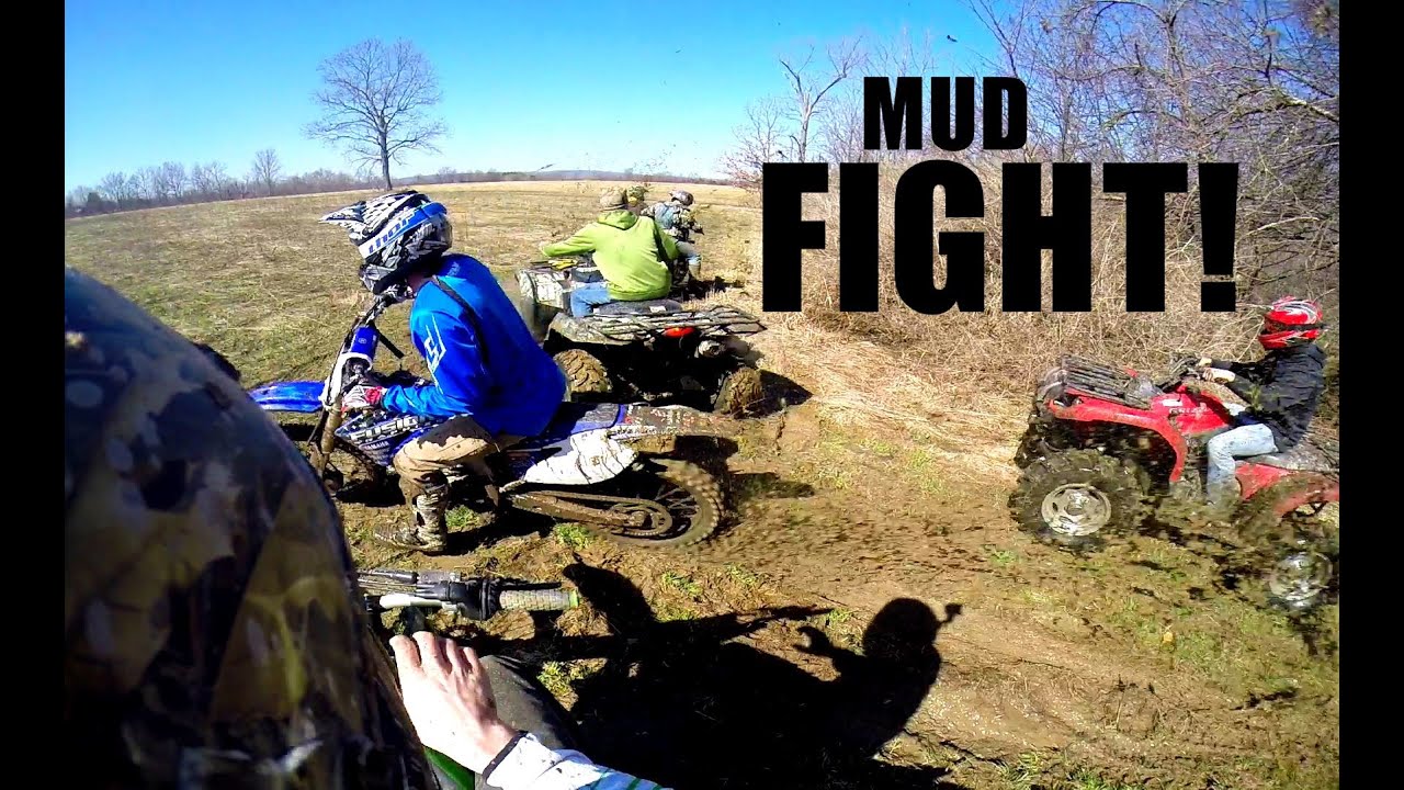 Dirt Bikes vs ATVs - MUD FIGHT - YouTube