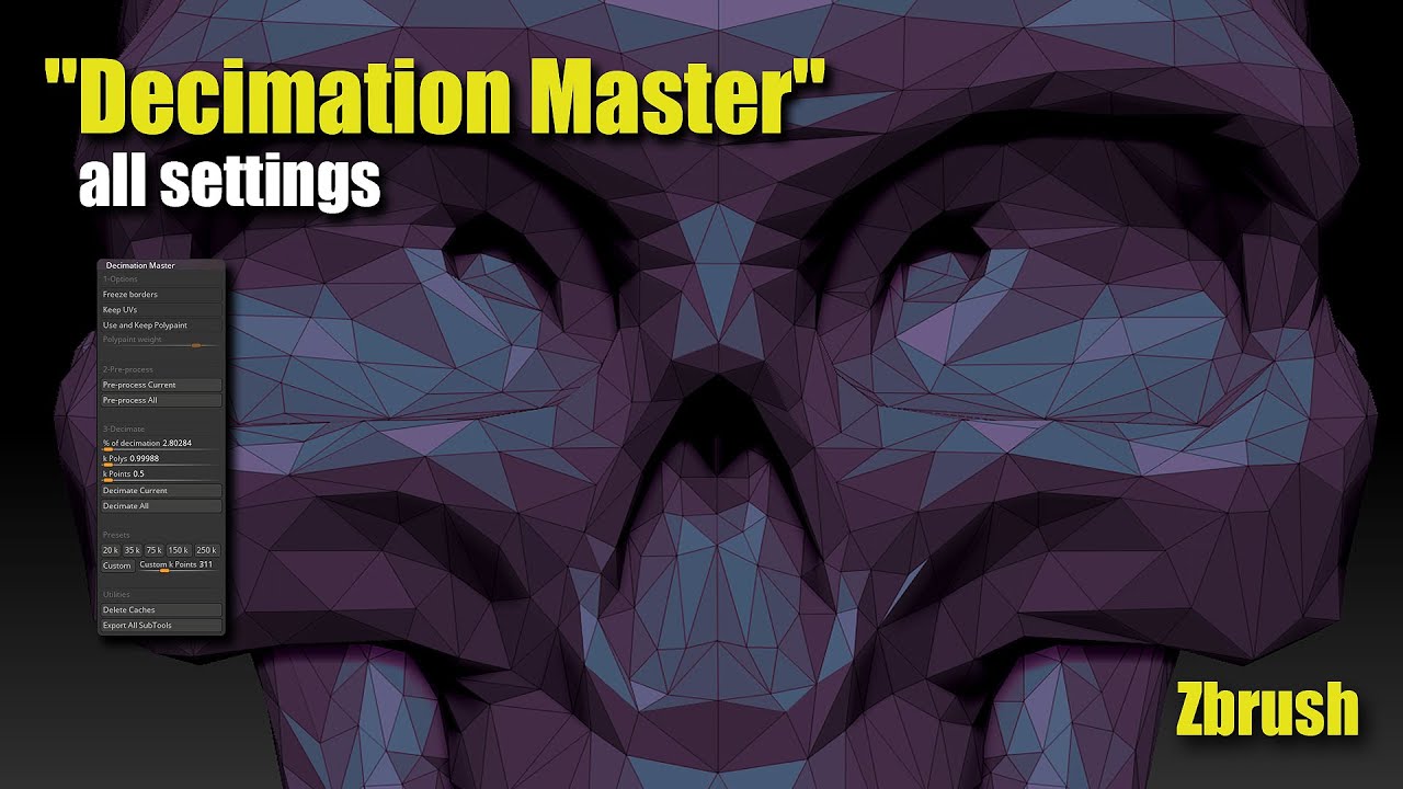 Zbrush. Decimation Master - all settings - YouTube