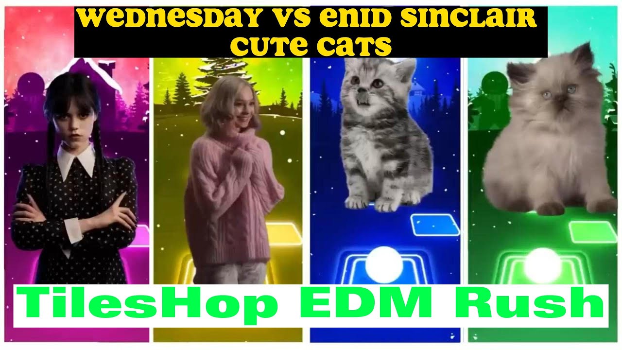 Wednesday Vs Enid Sinclair vs Cute Cats Tiles Hop: EDM Rush! - YouTube