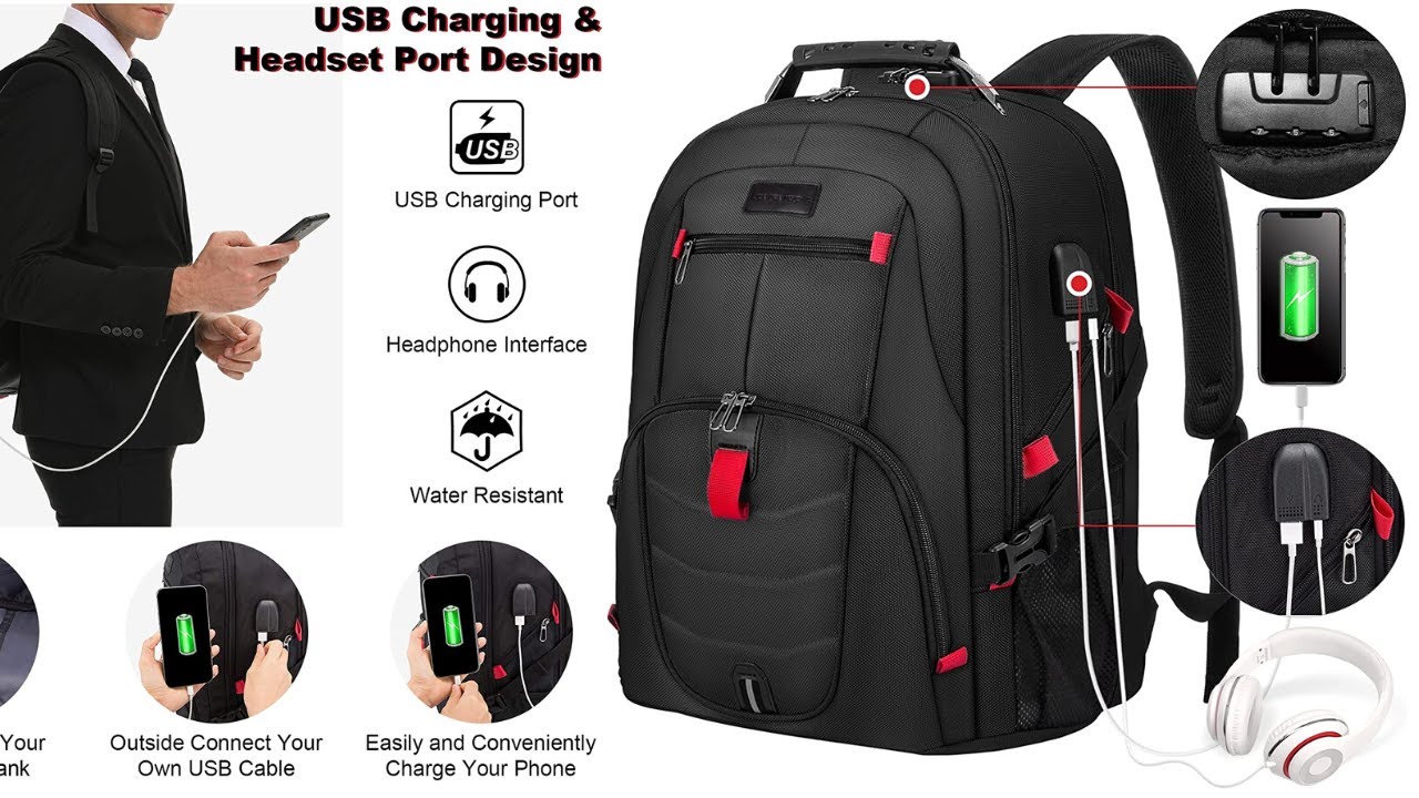 Travel Laptop Backpack Waterproof Anti Theft Backpack with Lock and USB ...