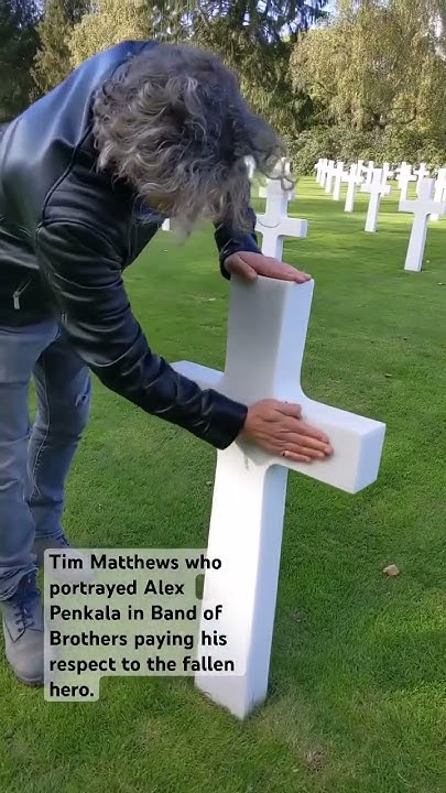 Tim Matthews, who portrayed Alex Penkala in Band of Brothers visiting his grave for the 1st time ...