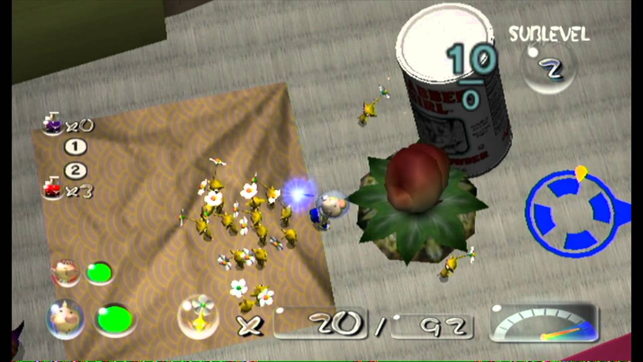 Pikmin 2 - Throwing Yellow Pikmin less high using a piece of Chiyogami ...