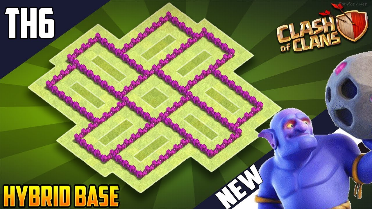 NEW BASE TH6 HYBRID/TROPHY Base 2018!! COC Town Hall 6 (TH6) Hybrid ...