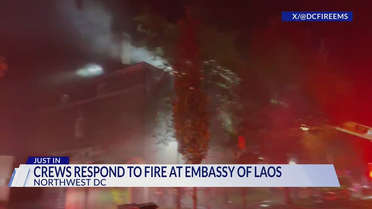 Crews respond to fire at Embassy of Laos - YouTube